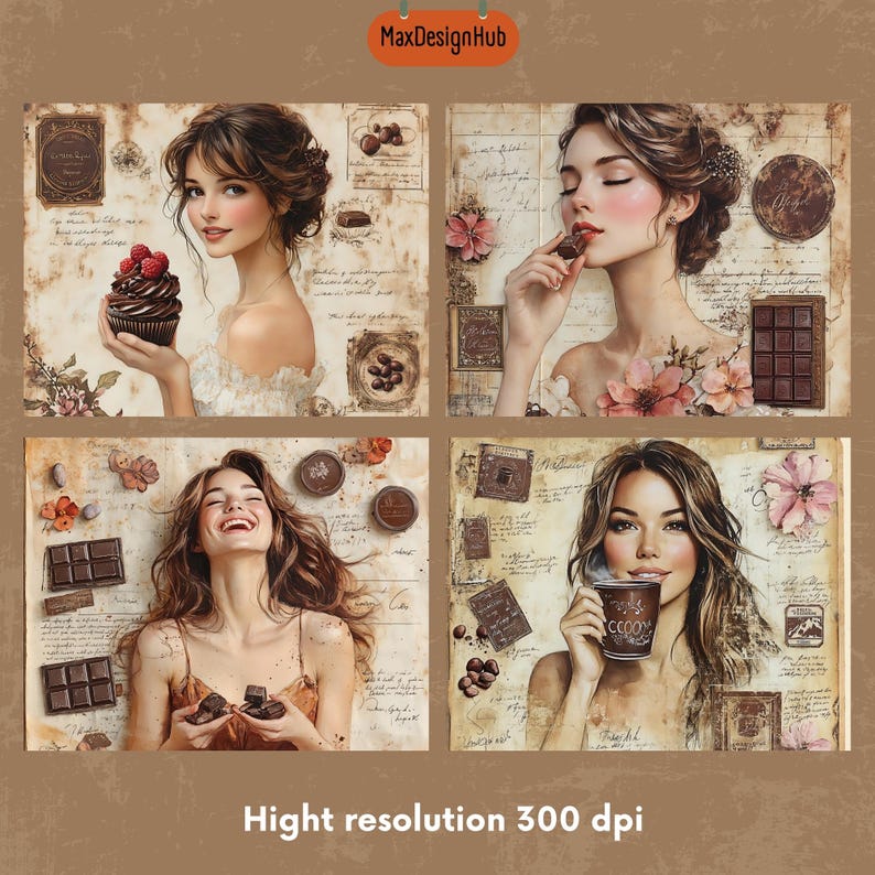 Chocolate Lover Junk Journal Kit: Vintage Ephemera, Bakery Theme ...