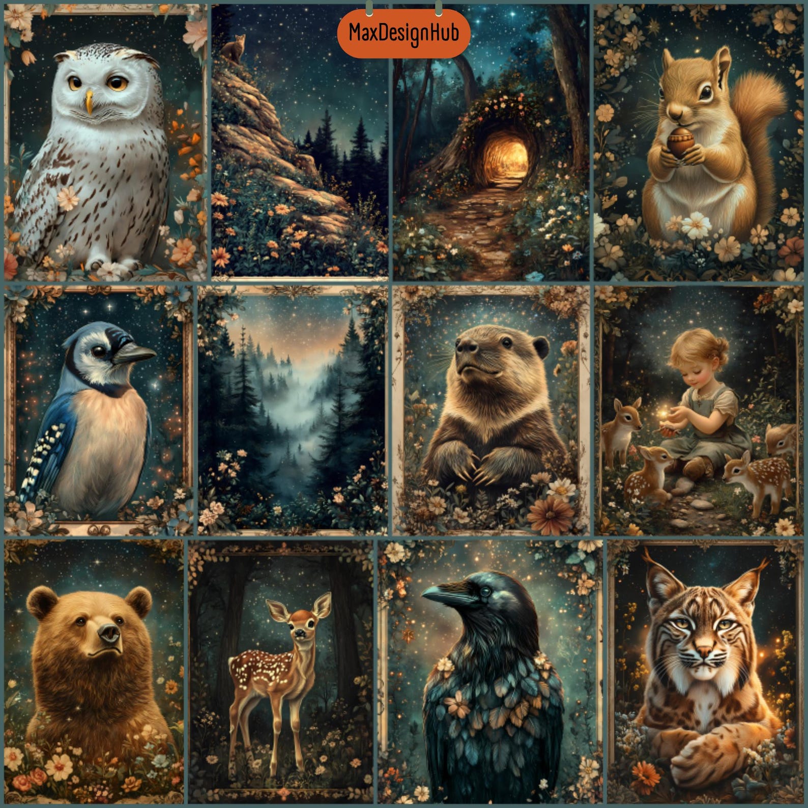 Woodland Animals Junk Journal Pages: Fantasy Forest Ephemera (digital ...