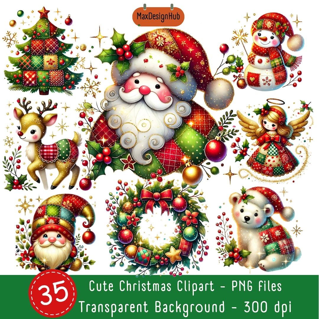 35 PNG Cute Christmas Digital Clipart, Gnome Clipart, Holiday Art ...
