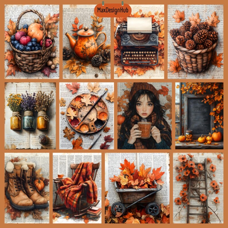 Cottagecore Autumn Junk Journal Pages: Fall Scrapbook Paper (digital ...