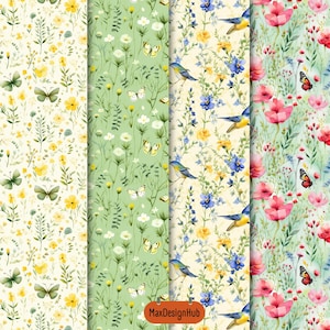 Spring Floral Digital Paper: Watercolor Flower Pattern (digital ...