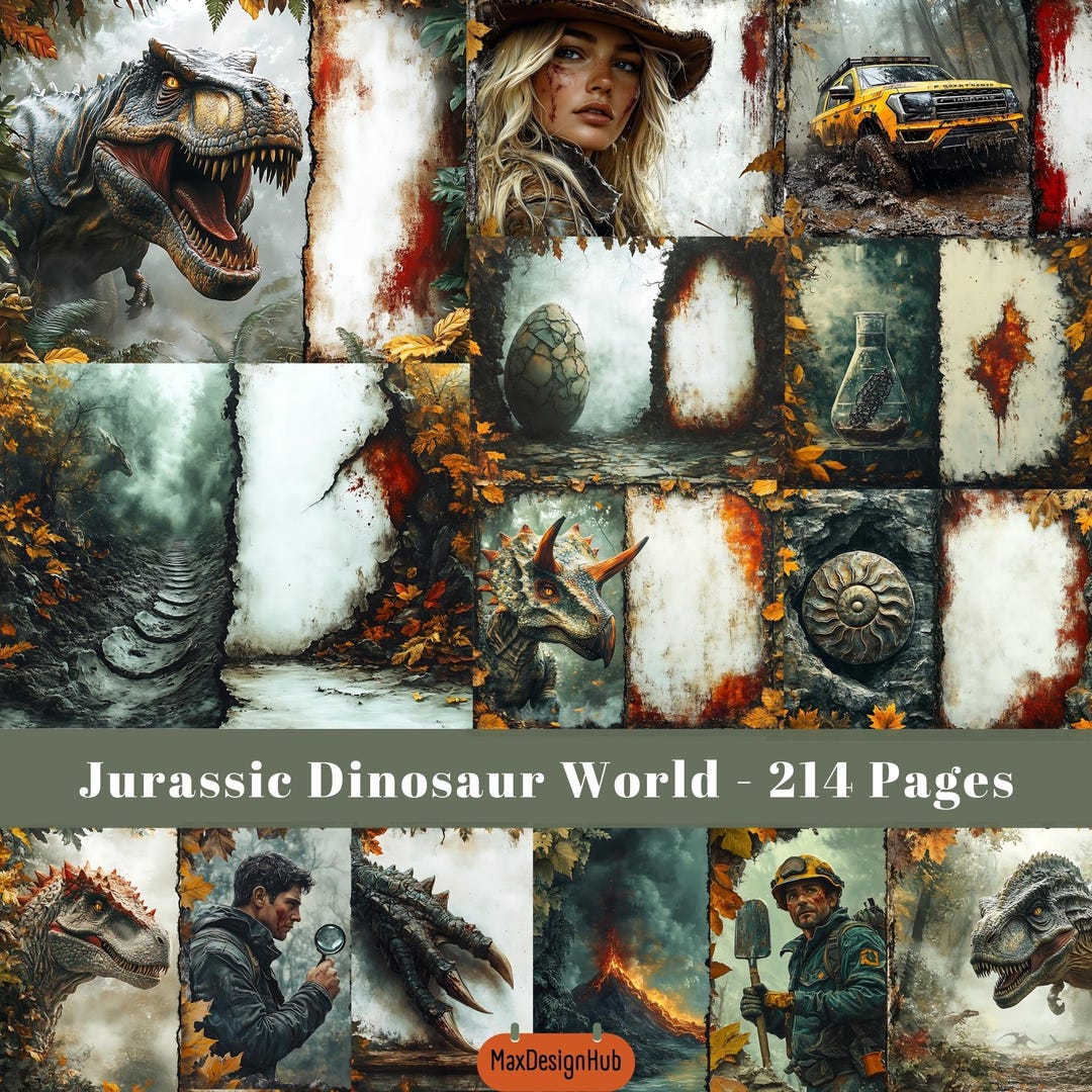 Jurassic Dinosaur Junk Journal Pages: Printable Collage Paper (digital ...