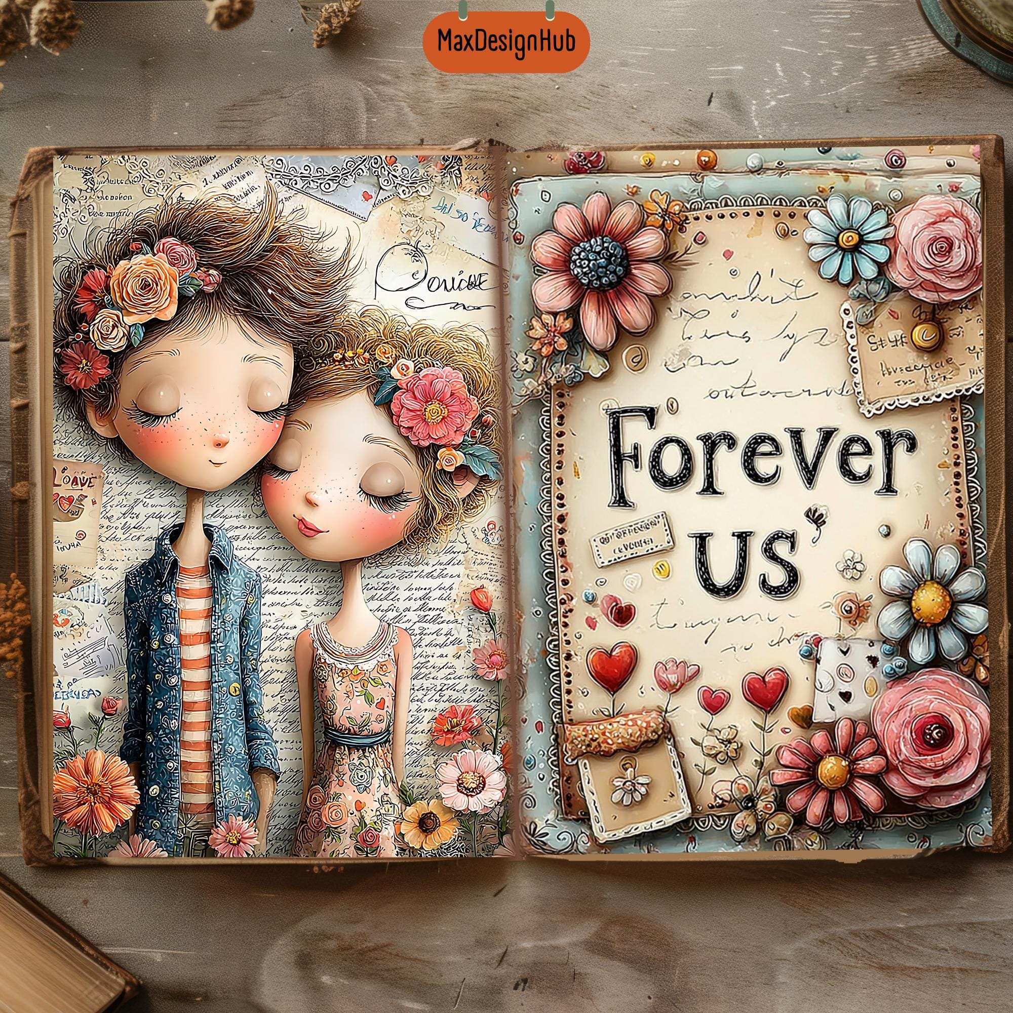 Romantic Couples Junk Journal Pages: Whimsical Ephemera (digital ...