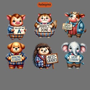 42 Cute Animal School Clipart, Animals Clipart, Back to School Clipart ...