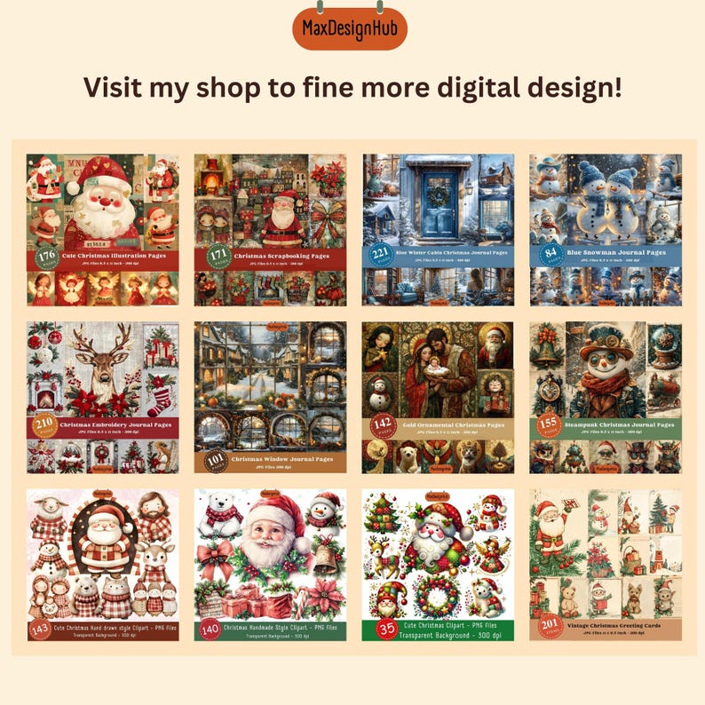 Winter Christmas Junk Journal Pages: Festive Scrapbook Paper (digital ...