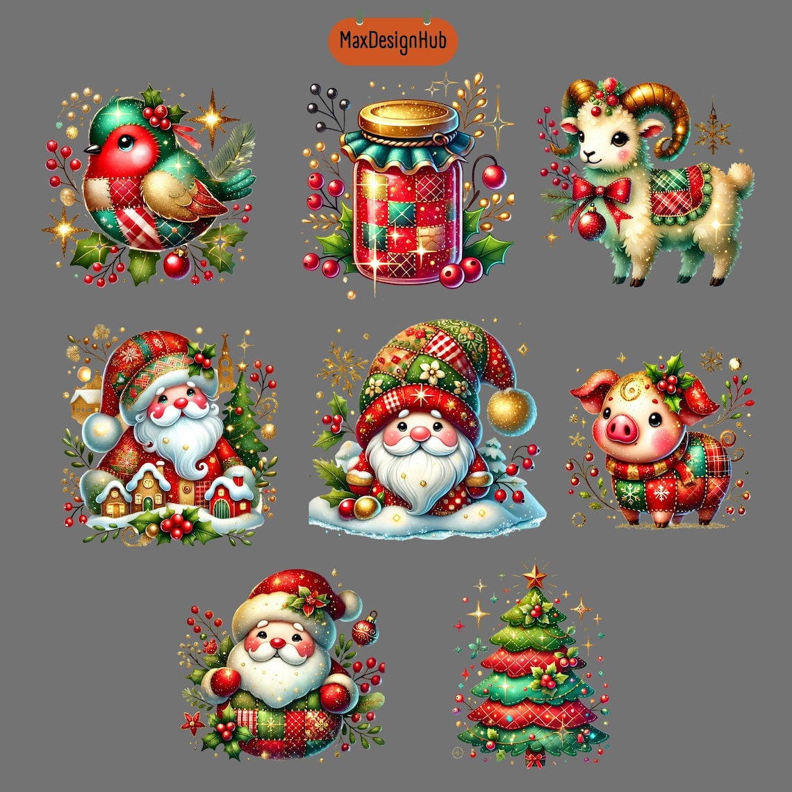 35 PNG Cute Christmas Digital Clipart, Gnome Clipart, Holiday Art ...