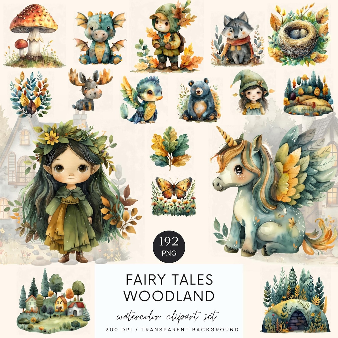 Fairytale Woodland Watercolor Clipart: Forest Animals (digital Download ...