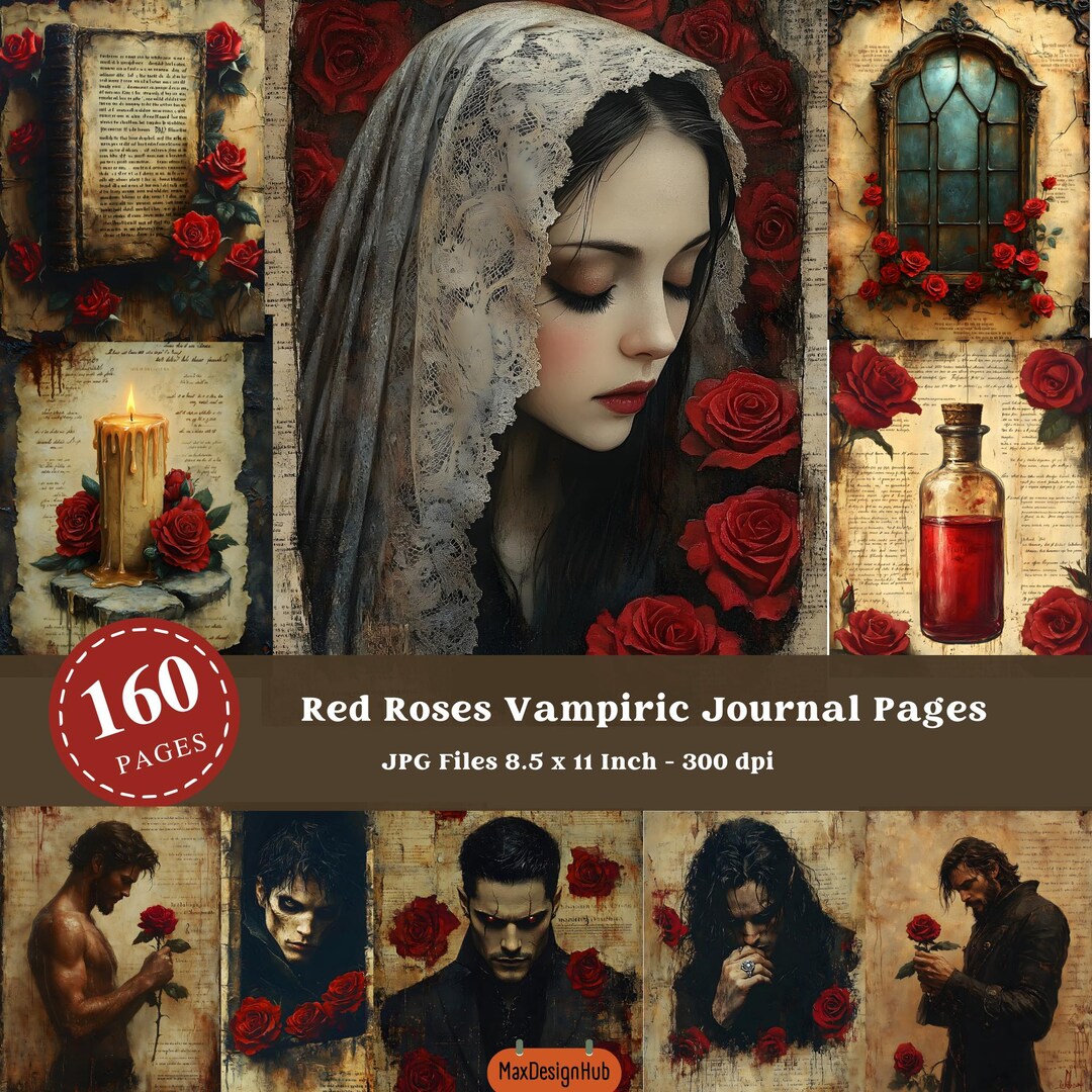 Vampire Journal Paper, Vampire Printable Paper, Vintage Vampire ...