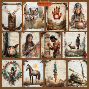 American Native Indians Junk Journal Pages: Scrapbook Ephemera (digital ...