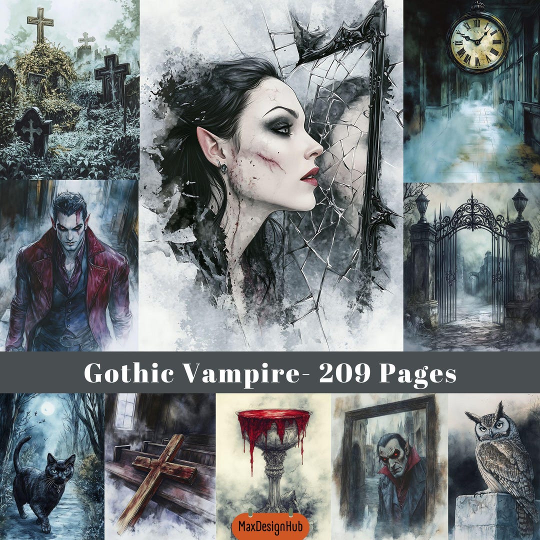 Gothic Vampire Junk Journal Pages: Dark Fantasy Ephemera (digital Paper ...