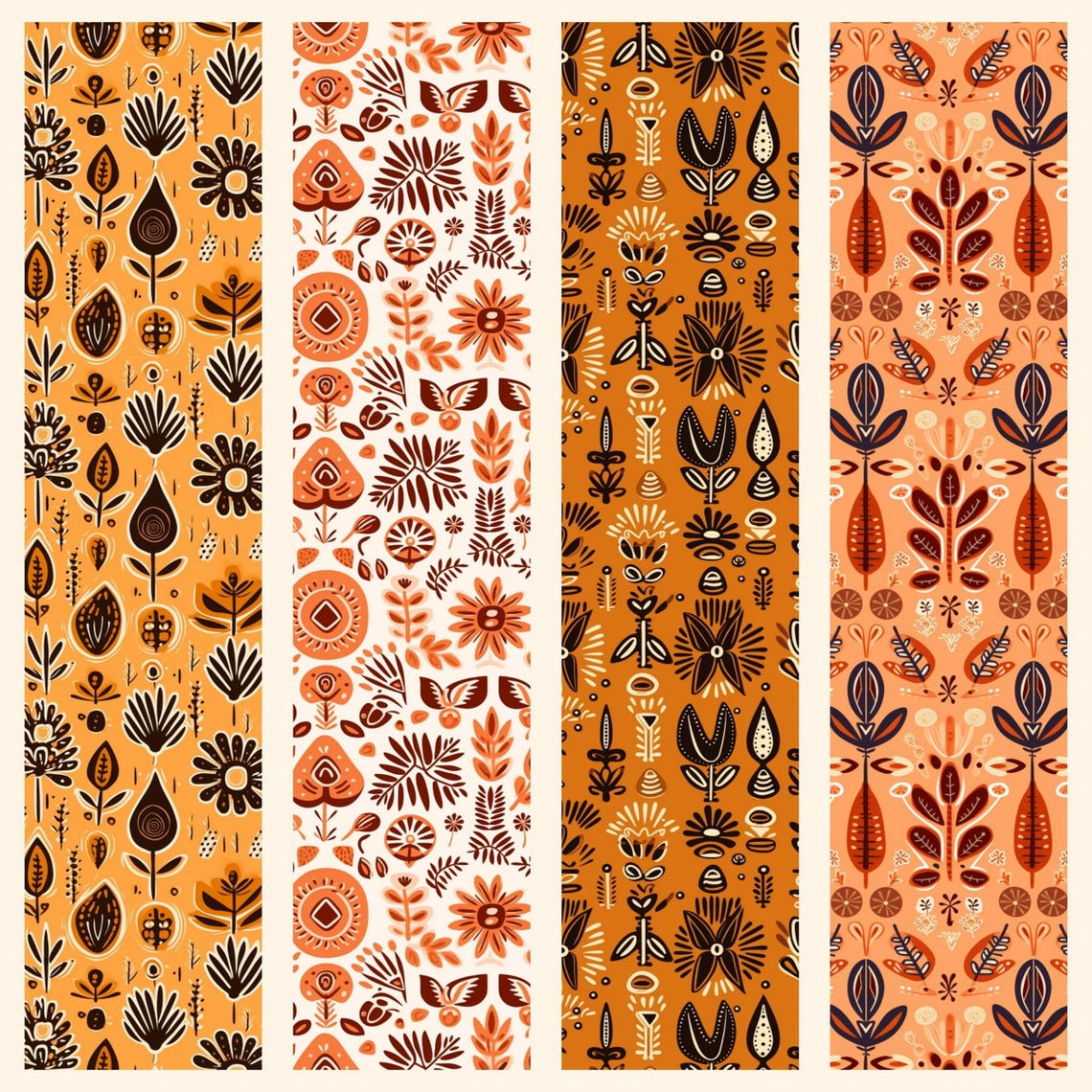 Orange and Brown Watercolor Digital Paper, Seamless Patterns, Brown ...