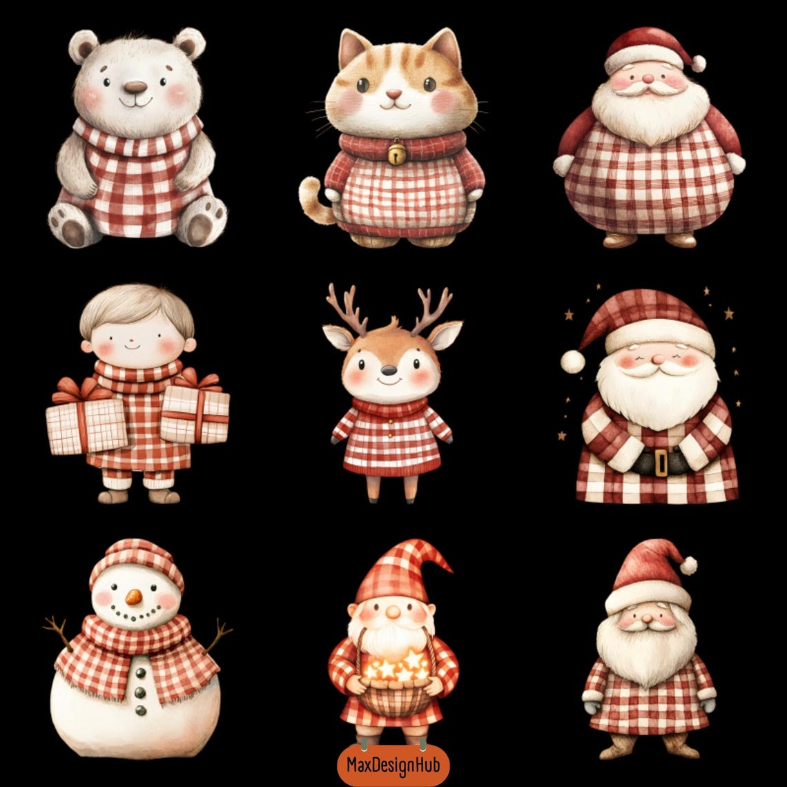Christmas Clipart Bundle, Hand-drawn PNG Files (143 Images - Etsy