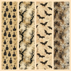 Distressed Halloween Digital Paper, Skull Damask, Old Paper Background ...