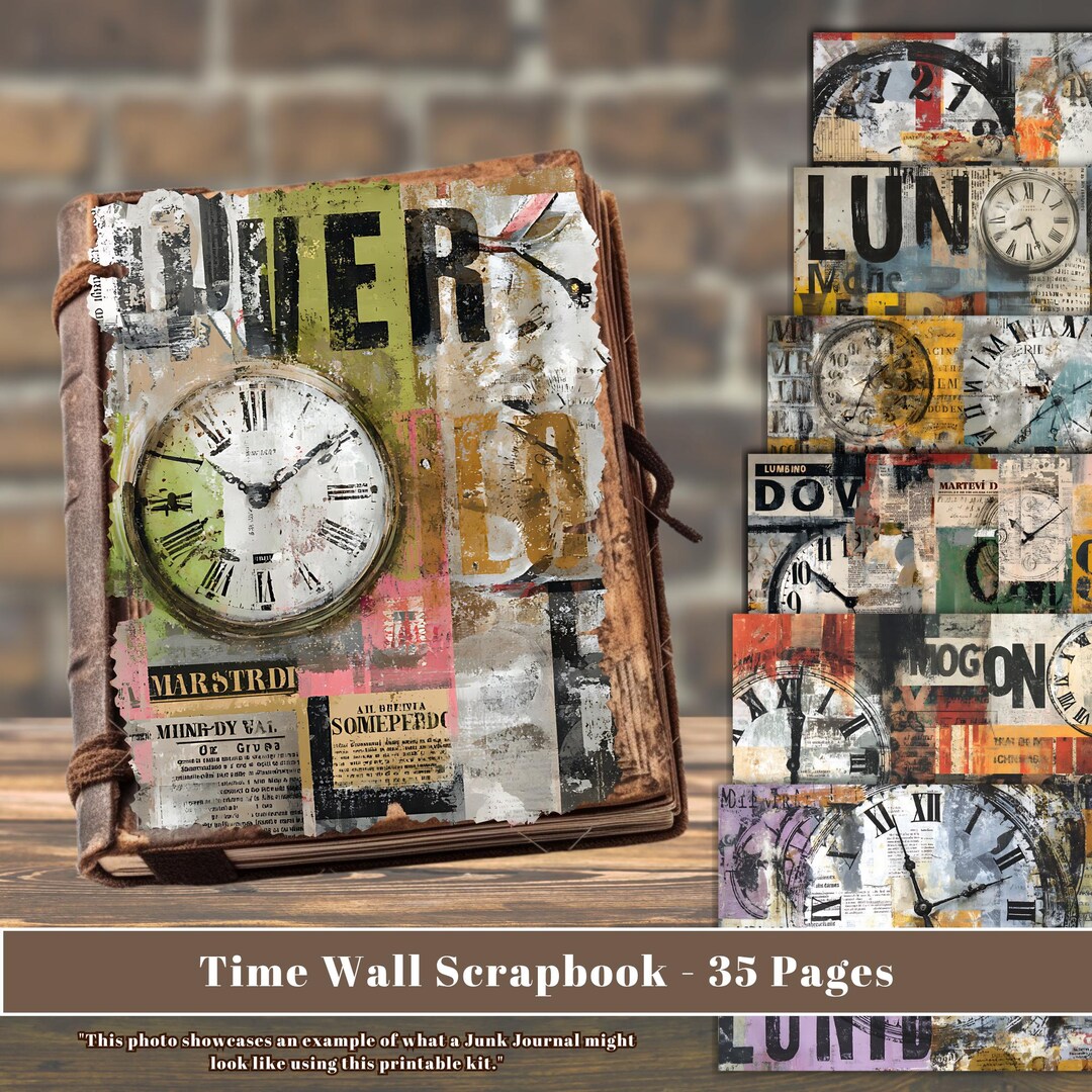 Vintage Clock Scrapbook Paper: Time Wall Ephemera (digital Download) - Etsy