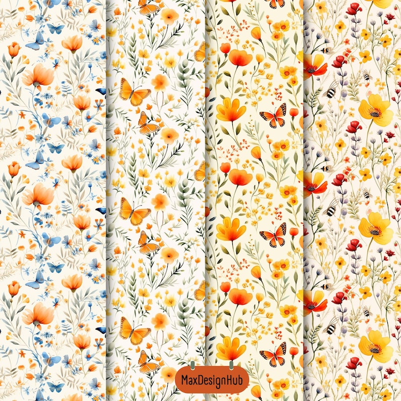 Spring Floral Digital Paper: Watercolor Flower Pattern (digital ...