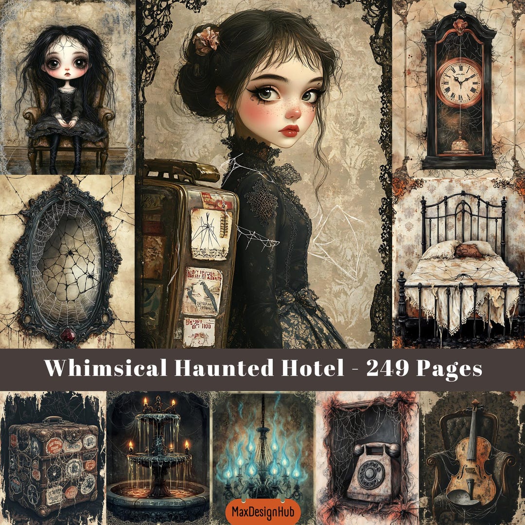 Gothic Haunted Hotel Junk Journal Pages: Halloween Ephemera (249 JPG ...