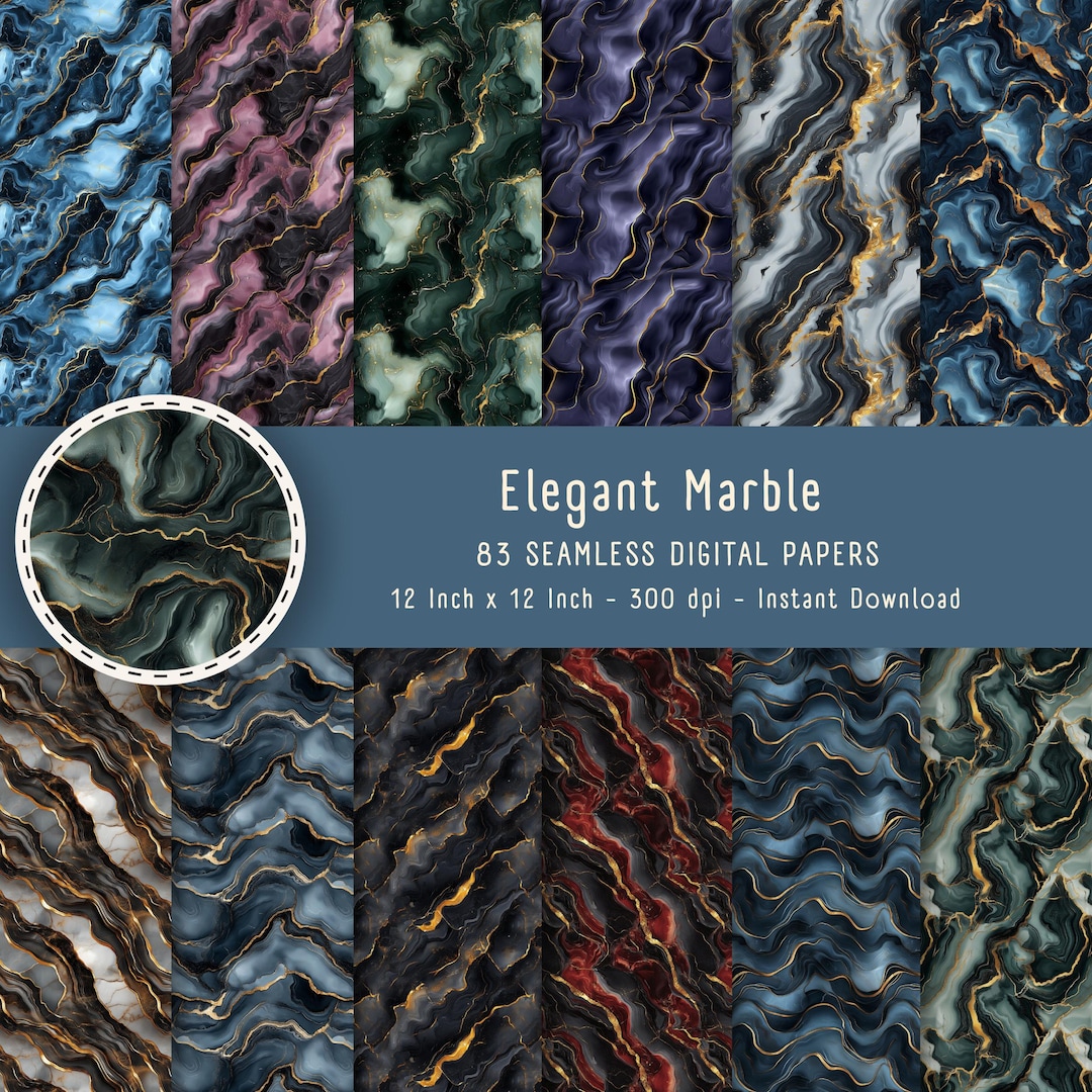 Elegant Marble Printable Seamless Paper, Gold Marble Paper, Black ...