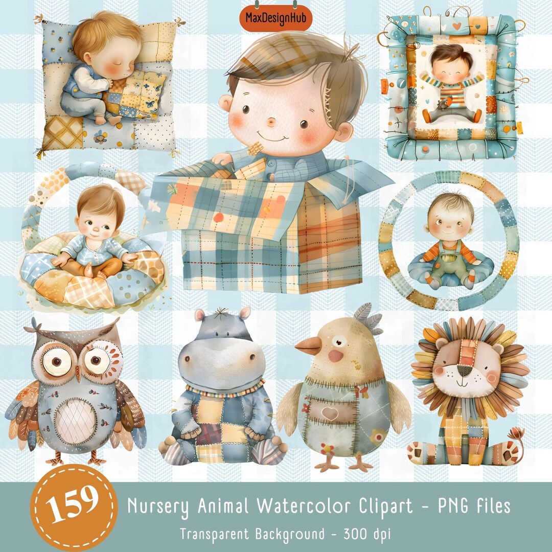 Watercolor Nursery Animal Clipart: 159 PNG Images (digital Download) - Etsy