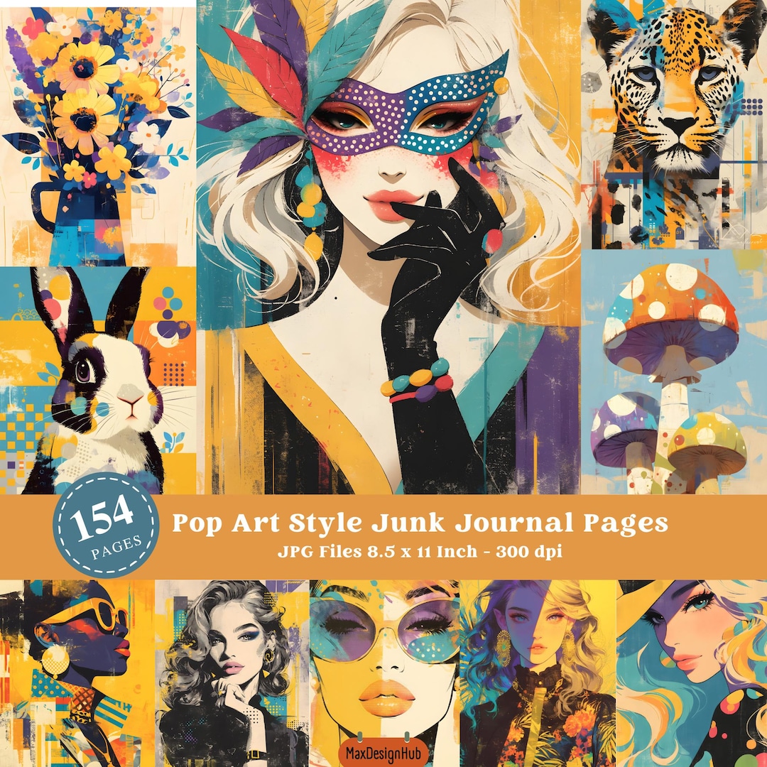 Pop Art Style, Junk Journal Pages, Pop Art Wall Art, Scrapbook Supplies ...