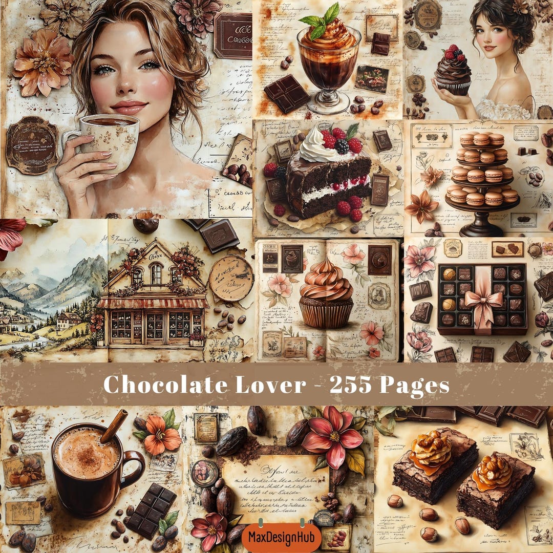 Chocolate Lover Junk Journal Kit: Vintage Ephemera, Bakery Theme ...