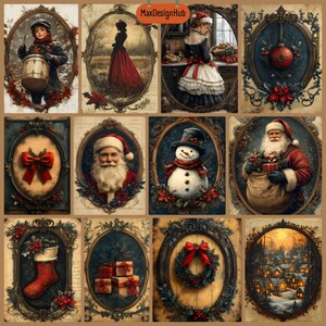 Victorian Christmas Frame Printable: Junk Journal Pages (digital ...