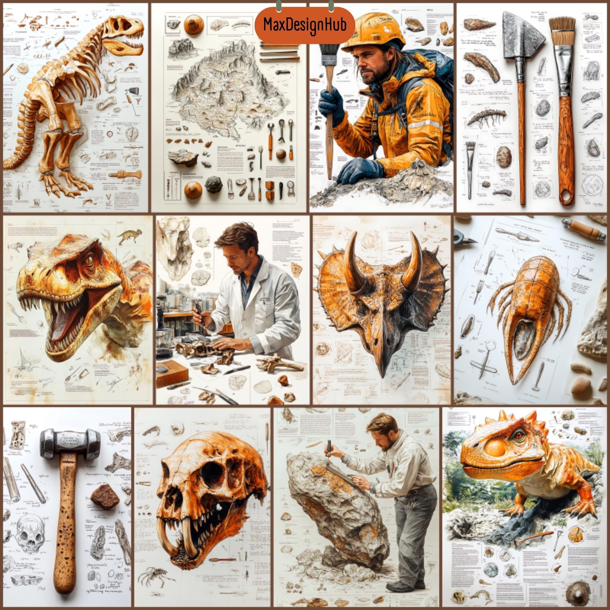 Dinosaur Paleontologist Digital Paper: Jurassic Scrapbook Pages ...
