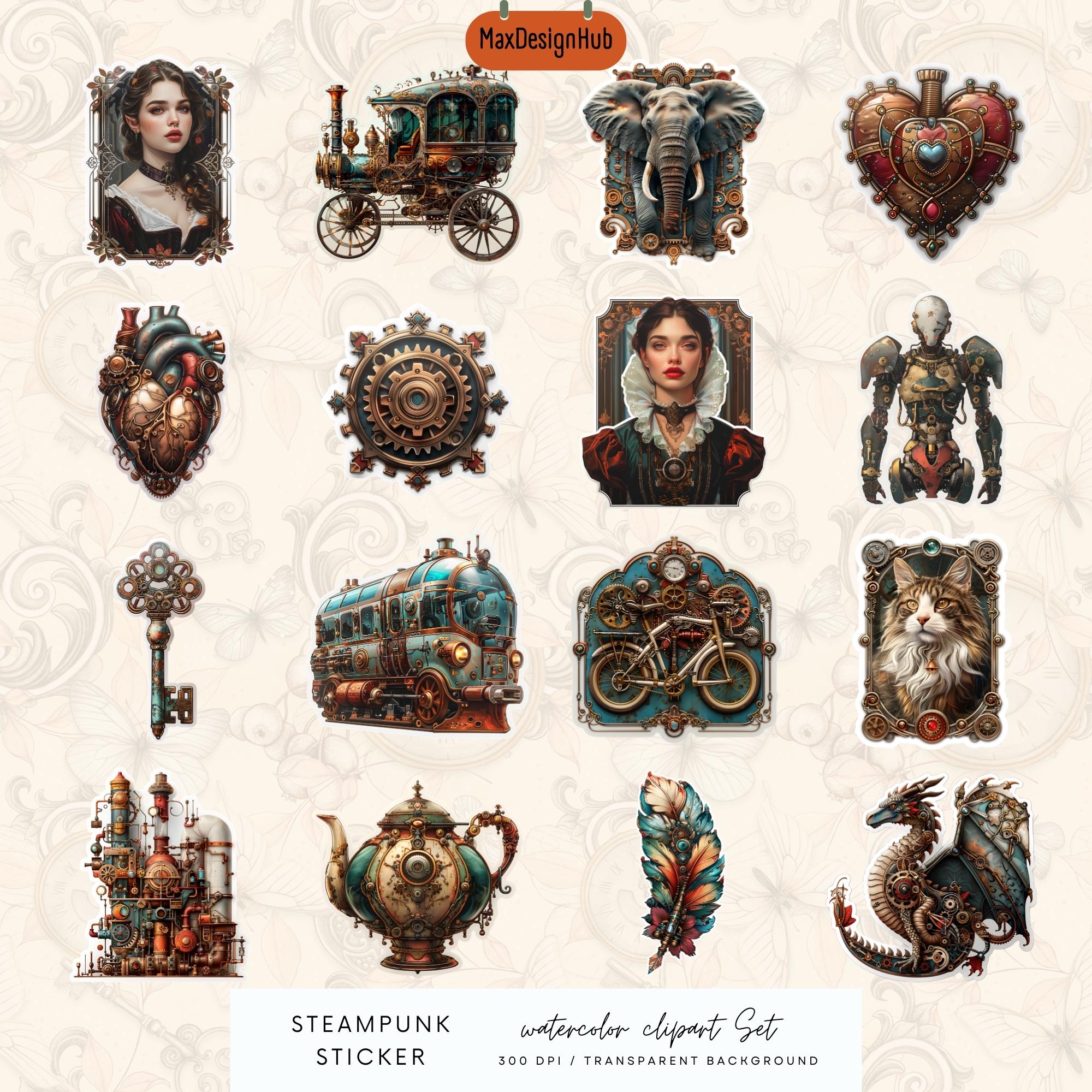 Steampunk Sticker Clipart: 179 PNG Illustrations (digital Download) - Etsy