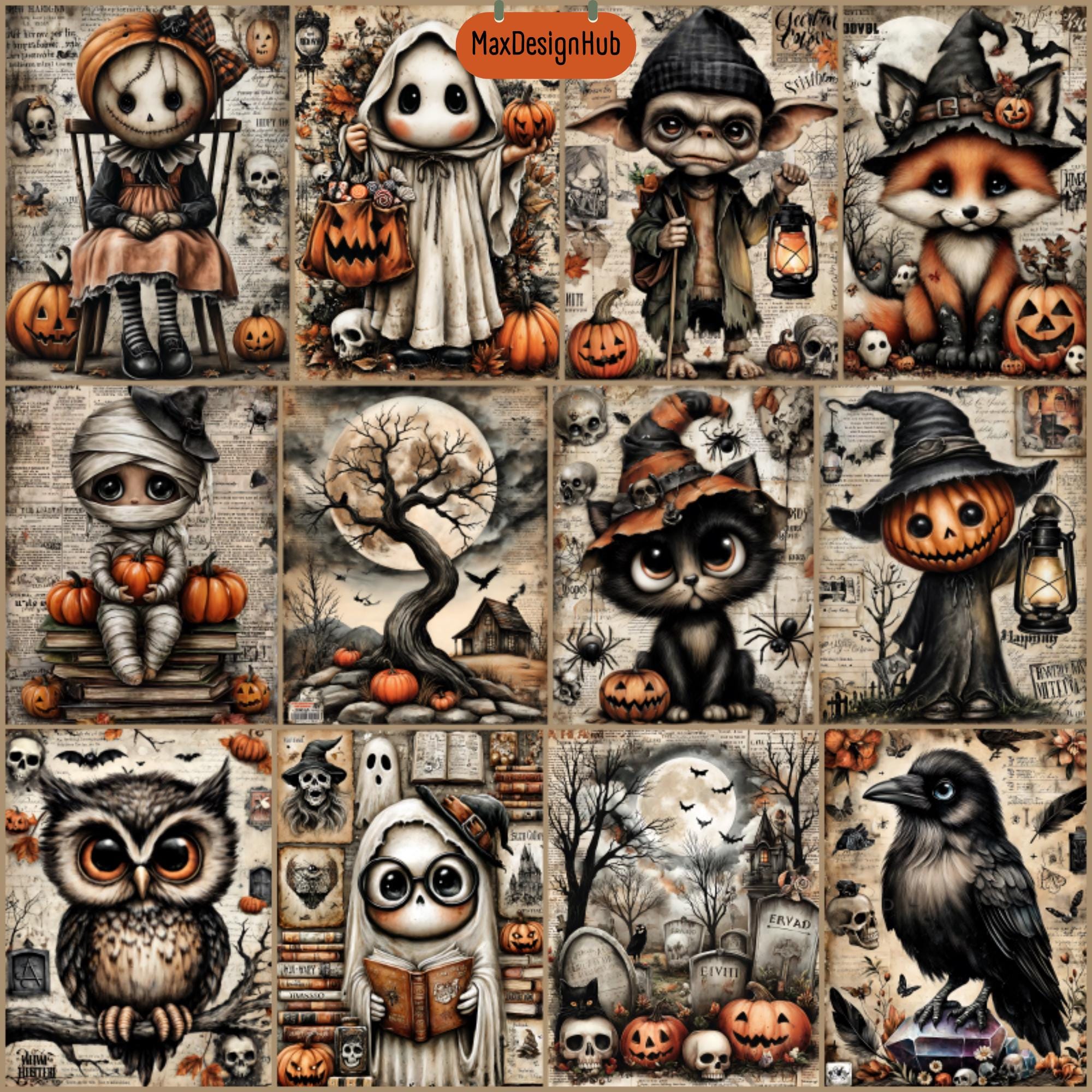 Spooky Halloween Junk Journal Pages: Gothic Ephemera (122 JPG Digital ...