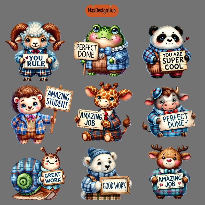School Animals Clipart, Bulletin Board Pngs (digital Download) - Etsy