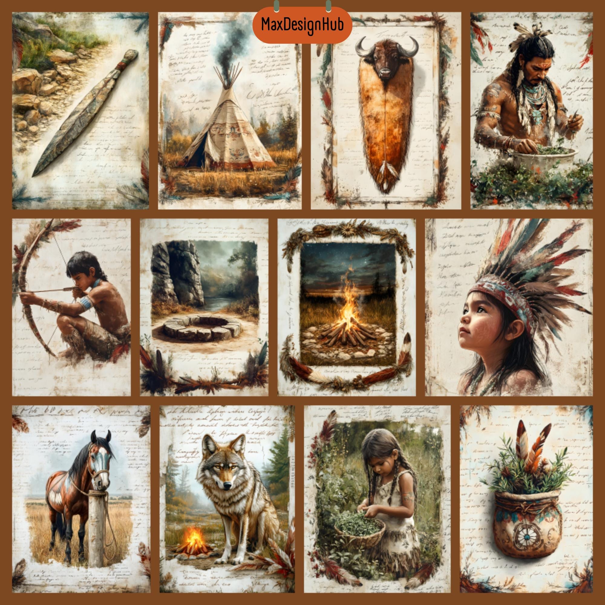 American Native Indians Junk Journal Pages: Scrapbook Ephemera (digital ...