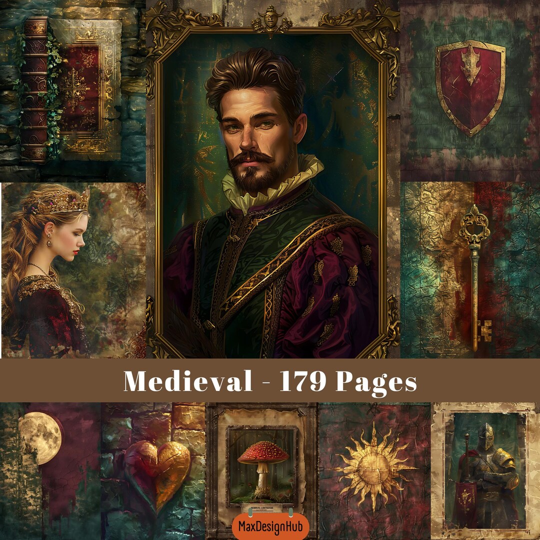 Medieval Junk Journal Ephemera: Scrapbook Collage Paper (digital ...