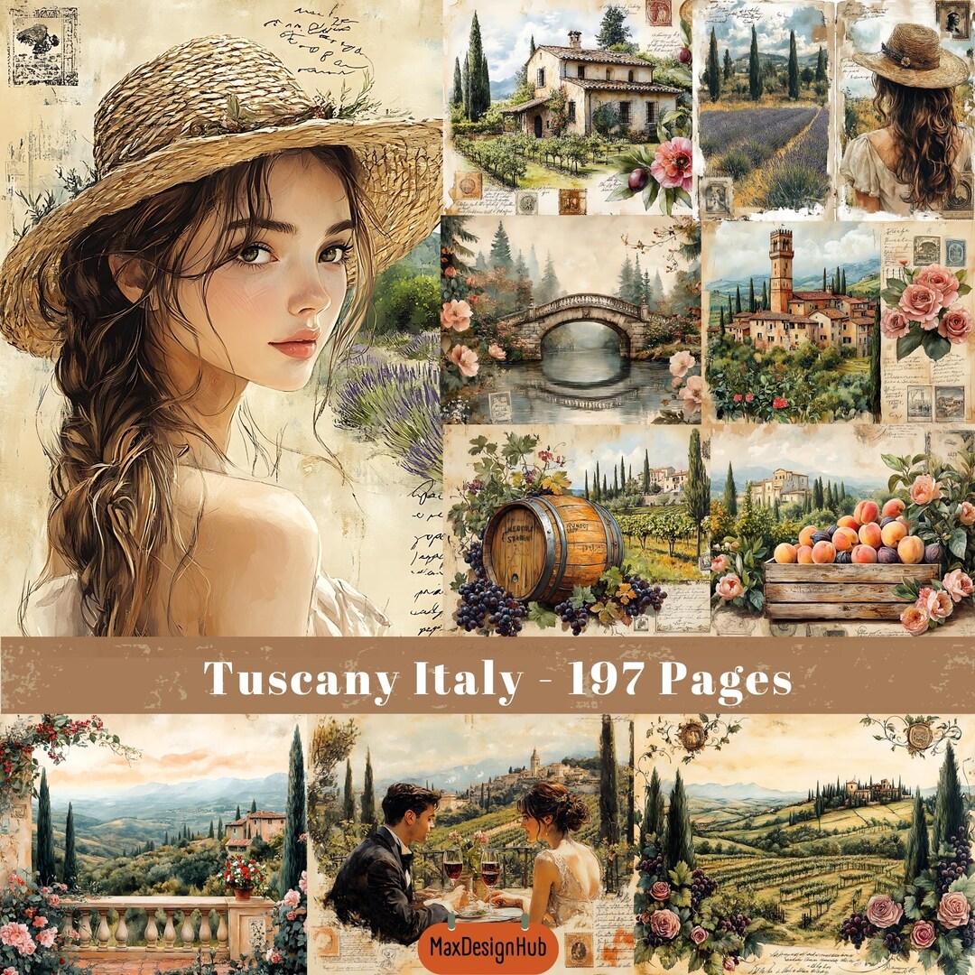 Tuscany Italy Junk Journal Pages: Vintage Ephemera (197 JPG) - Etsy