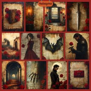 Vampire Journal Paper, Vampire Printable Paper, Vintage Vampire ...