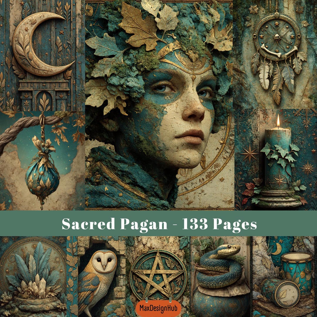 Sacred Pagan Junk Journal Kit: Green Witch Printable Paper (digital ...