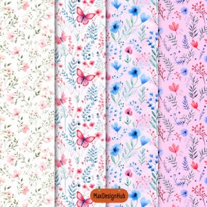 Spring Floral Digital Paper: Watercolor Flower Pattern (digital ...