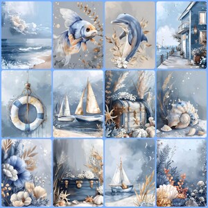 Blue Ocean Printable Junk Journal Print, Seaside Shabby Chic, Printable ...