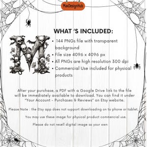 Gothic Alphabet Halloween Clipart, Skull Clipart, Haunted Clipart ...