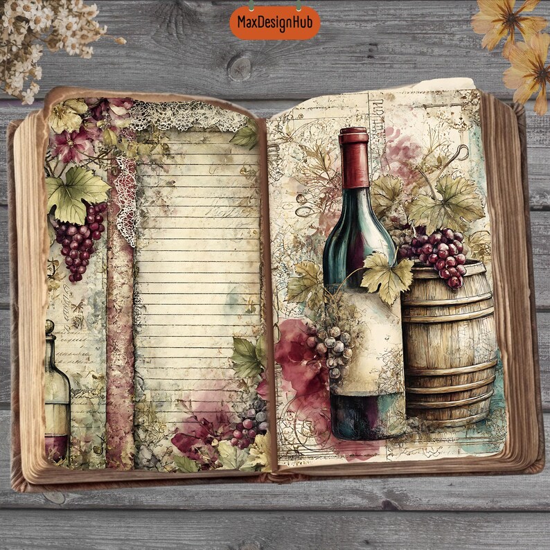 Vintage Wine Art Junk Journal Pages: Vintage Ephemera (100 JPG) - Etsy