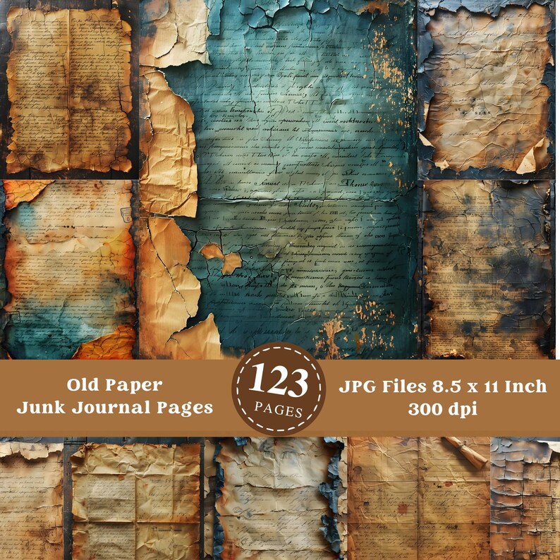 Old Paper Textures: 123 Junk Journal Pages (digital Download) - Etsy