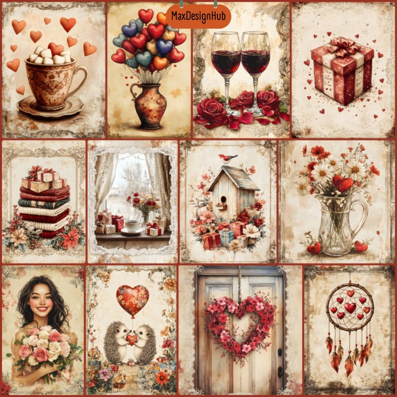 Vintage Valentine's Day Pages: Junk Journal Ephemera (digital Paper) - Etsy