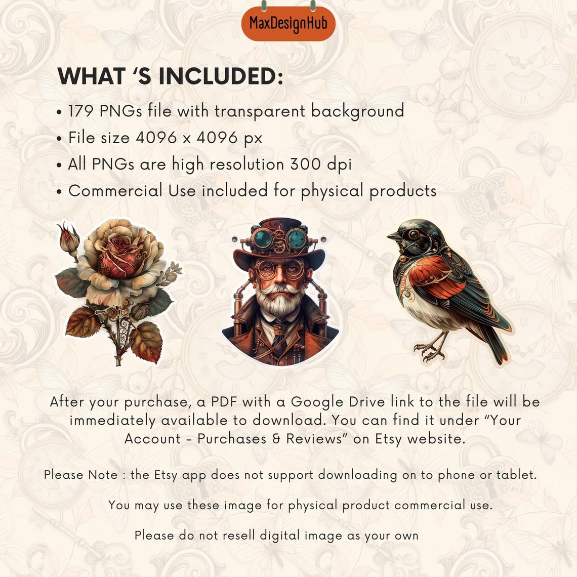 Steampunk Sticker Clipart: 179 PNG Illustrations (digital Download) - Etsy