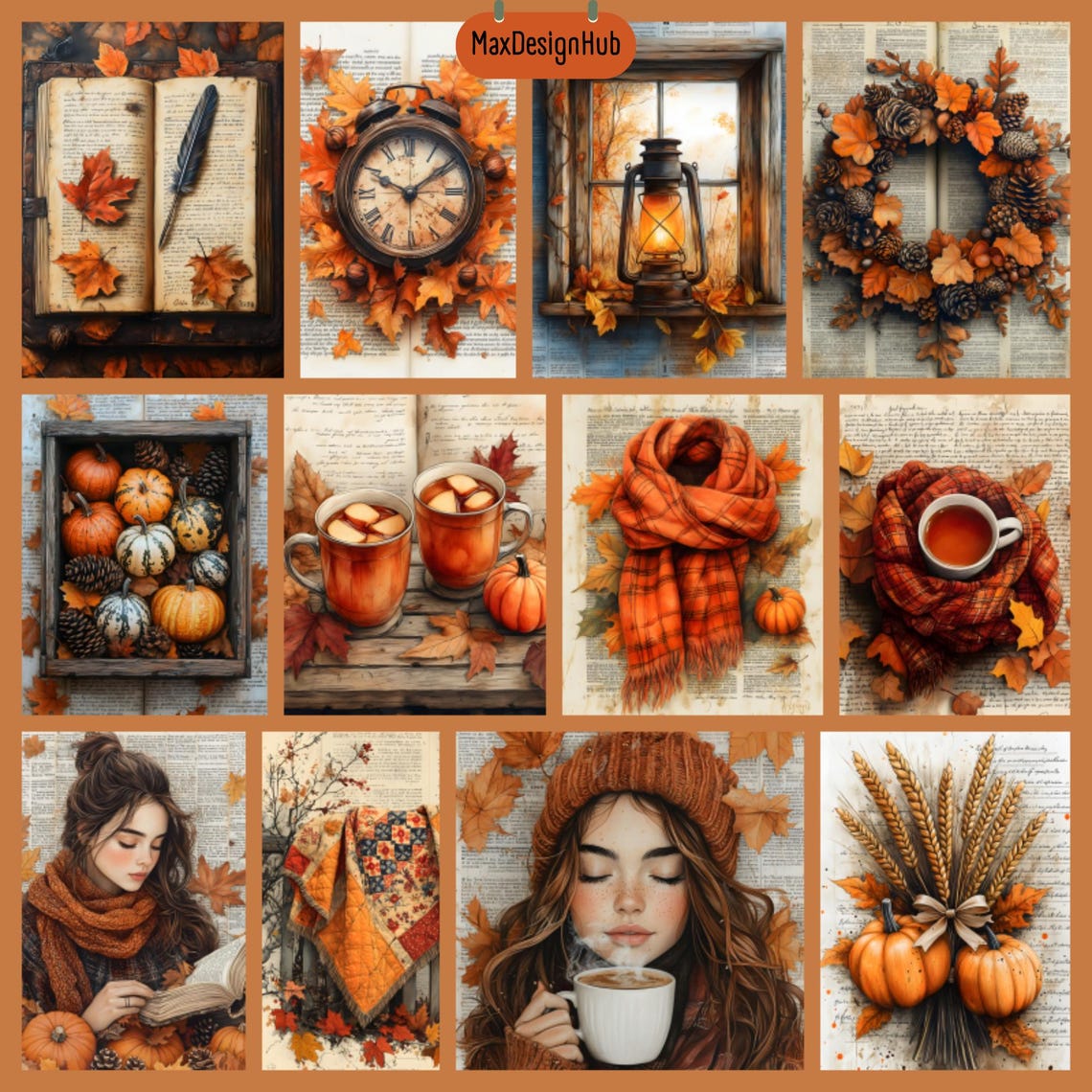 Cottagecore Autumn Junk Journal Pages: Fall Scrapbook Paper (digital ...