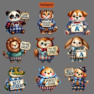 42 Cute Animal School Clipart, Animals Clipart, Back to School Clipart ...