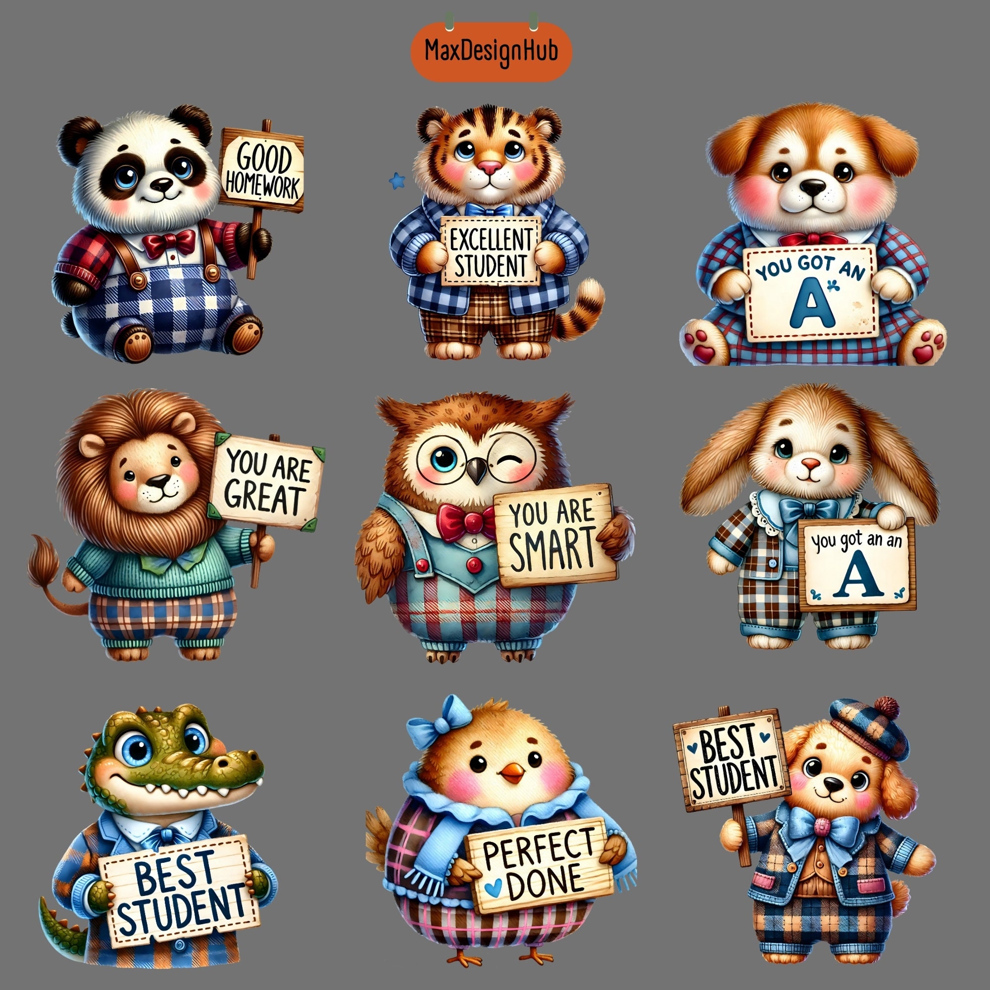 42 Cute Animal School Clipart, Animals Clipart, Back to School Clipart ...