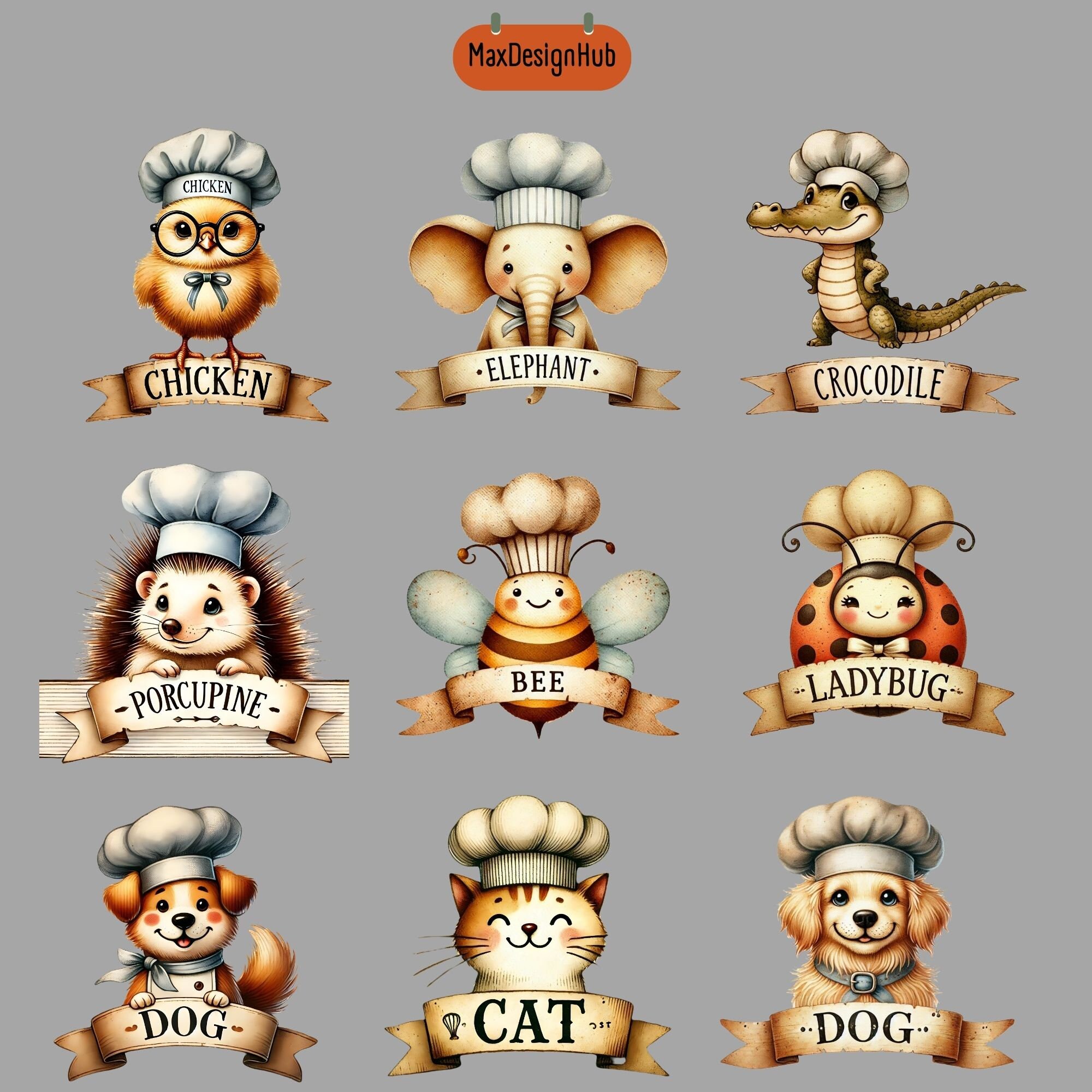 47 PNG Vintage Cute Chef Hat, Food Clipart, Chef Hat Clipart Bundle ...