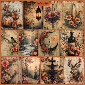 Vintage Floral Printable Junk Journal, Vintage Ephemera, Floral Digital ...