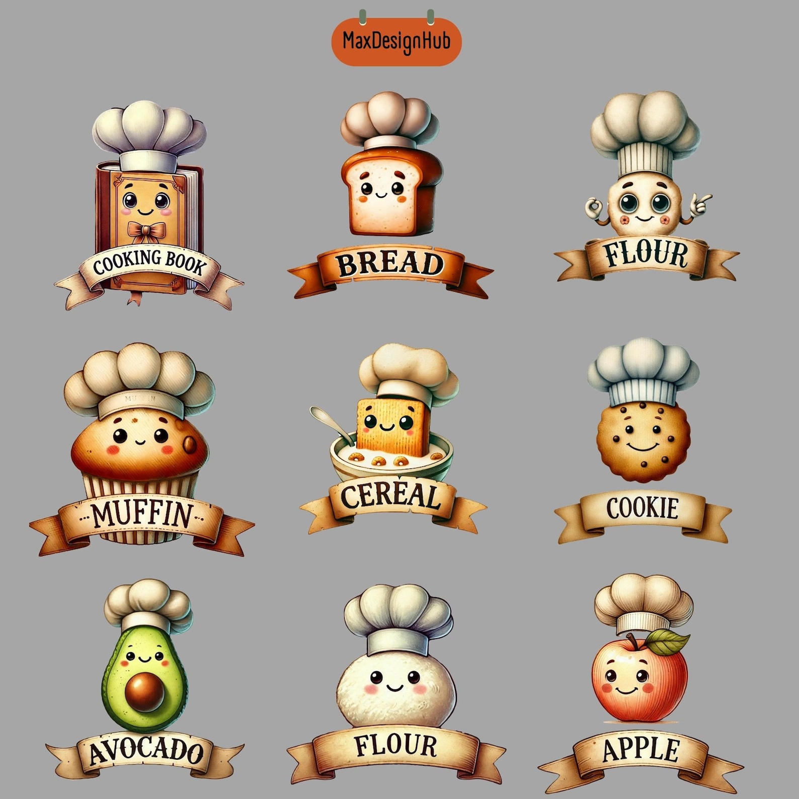 47 PNG Vintage Cute Chef Hat, Food Clipart, Chef Hat Clipart Bundle ...