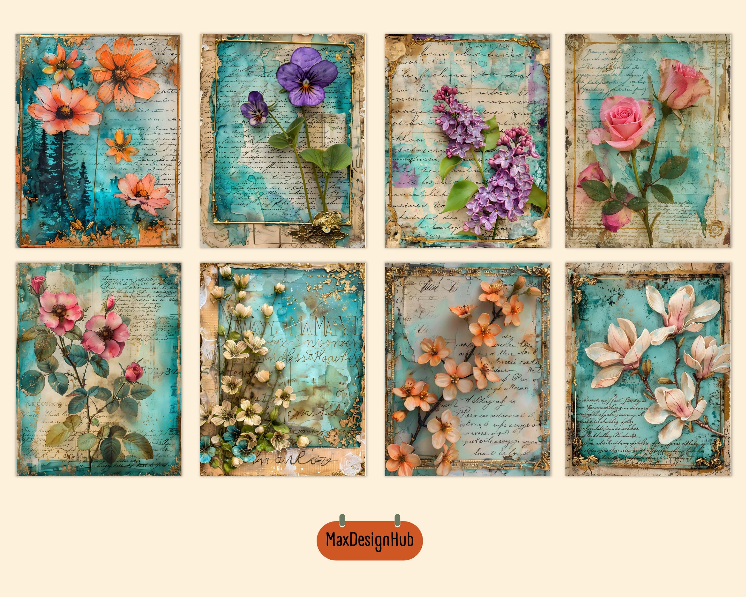 234 Vintage Floral Junk Journal Pages, Digital Download, Spring Flower ...