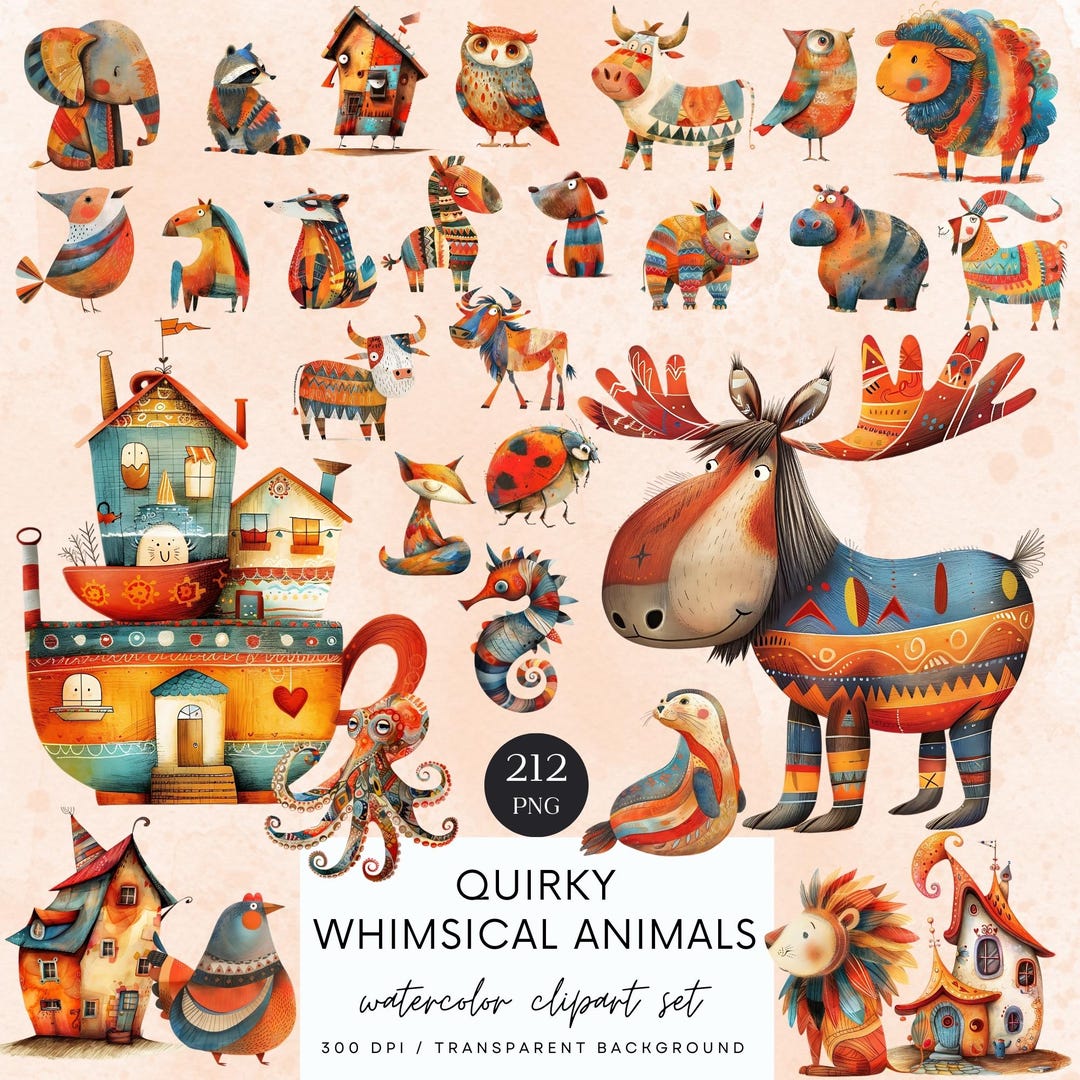 Whimsical Animals Clipart, Whimsical Animals, Funny Animals, Woodland ...