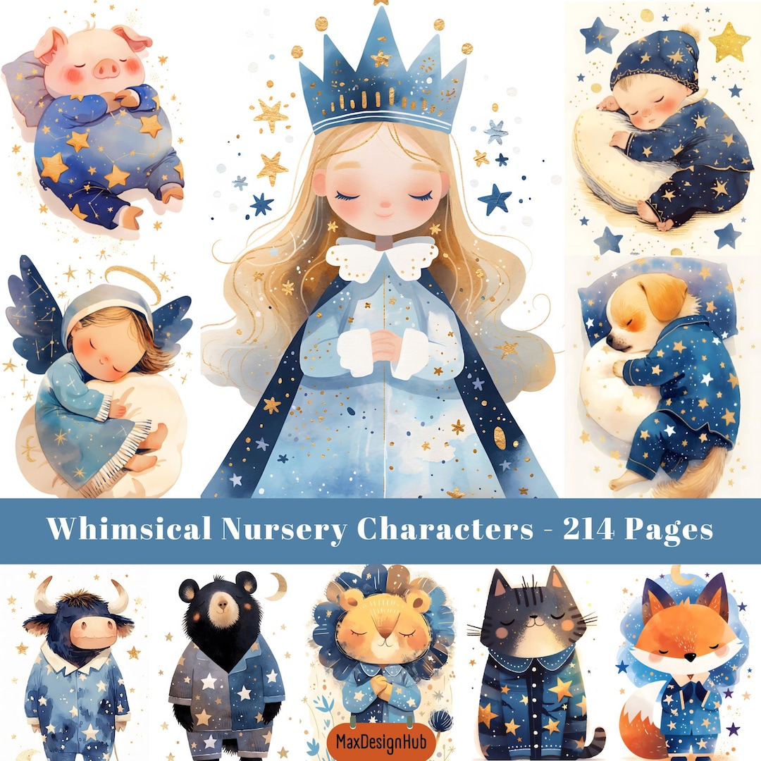 Nursery Character Printables: Whimsical Animal Ephemera (digital Paper ...